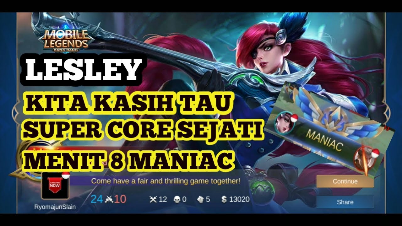 LESLEY ML MANIAC DI MOBILE LEGENDS LESLEY BEST BUILD GAMEPLAY RYOMAJUNZ ...