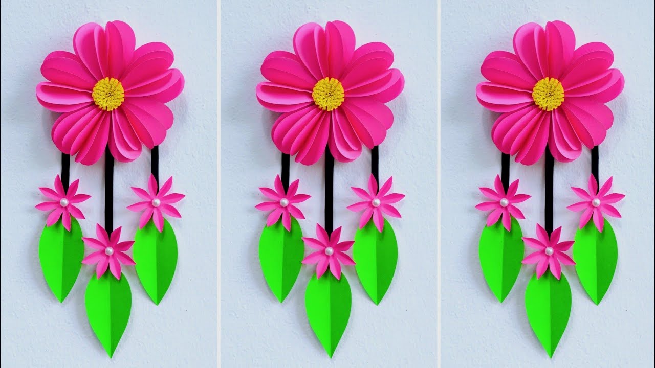 kagojer ful banano | Paper Flower Wall Hanging - YouTube