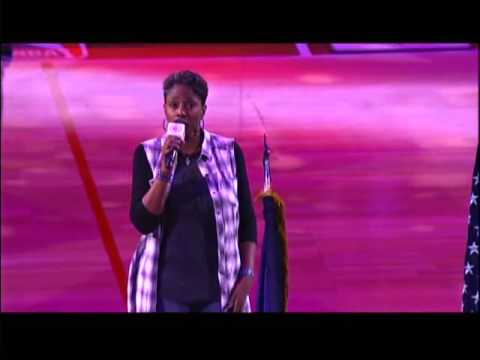 Staci Richelle singing the National Anthem at Staples , LA Clippers vs ...