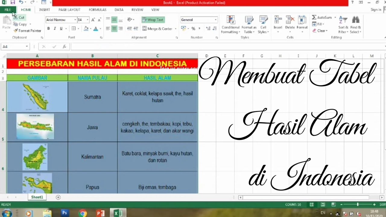 Membuat Tabel Hasil Alam Di Indonesia - YouTube