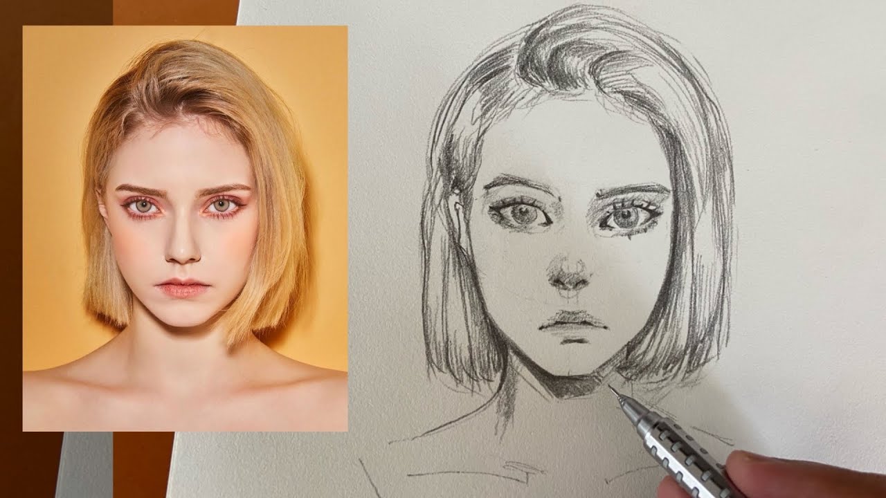 Drawing a face with beautiful reference - YouTube
