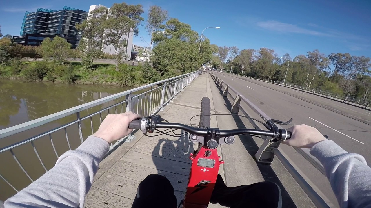 Stealth Bomber Bike - Wheelie Over Bridge - YouTube
