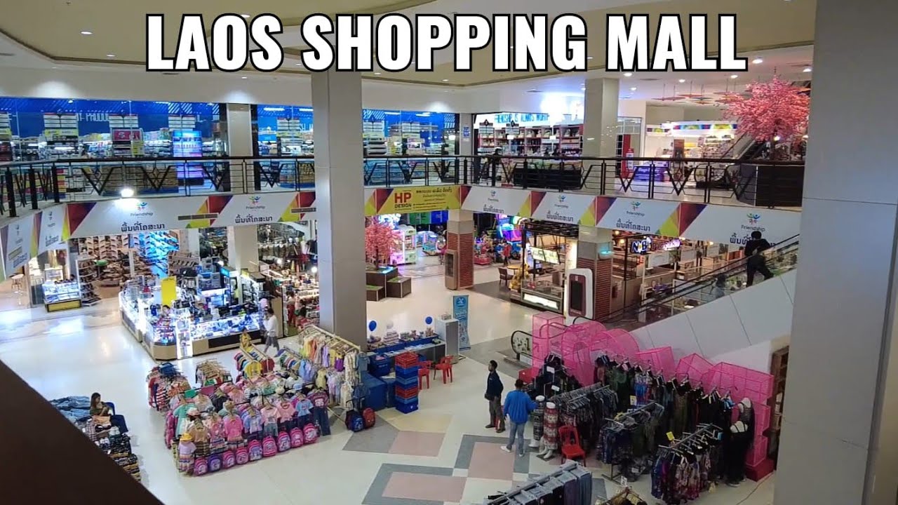 Laos Shopping mall walking Tour 4k60 - YouTube