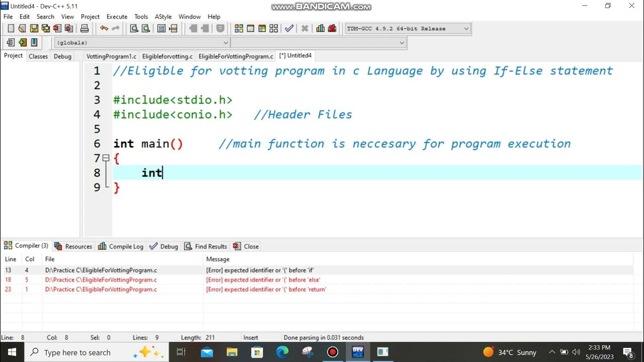 Eligible For Votting Program in C language by using If-Else statement |@LearnProgramming - YouTube