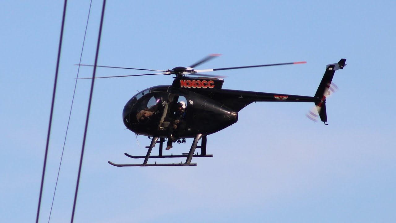Helicopter inspecting power lines in Perry - YouTube