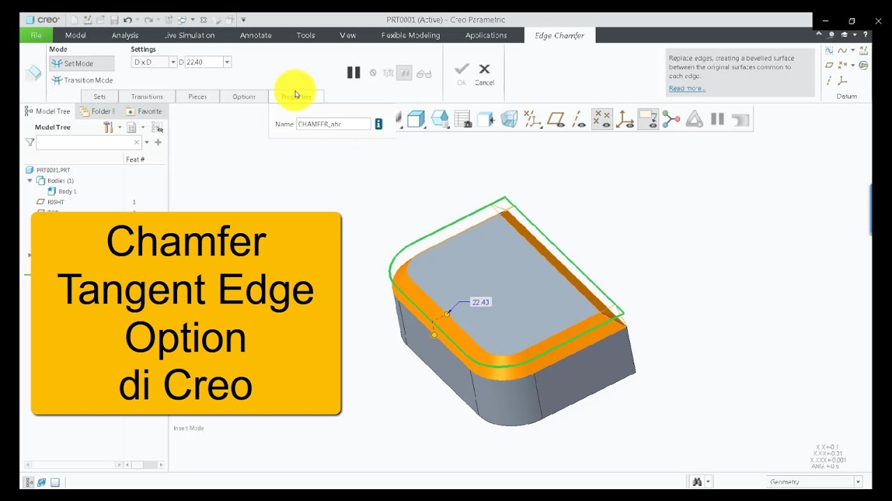 Chamfer Tangent Edge Option di Creo - YouTube
