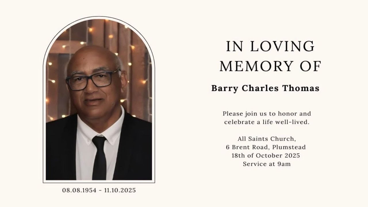 In Loving Memory of Barry Charles Thomas - YouTube