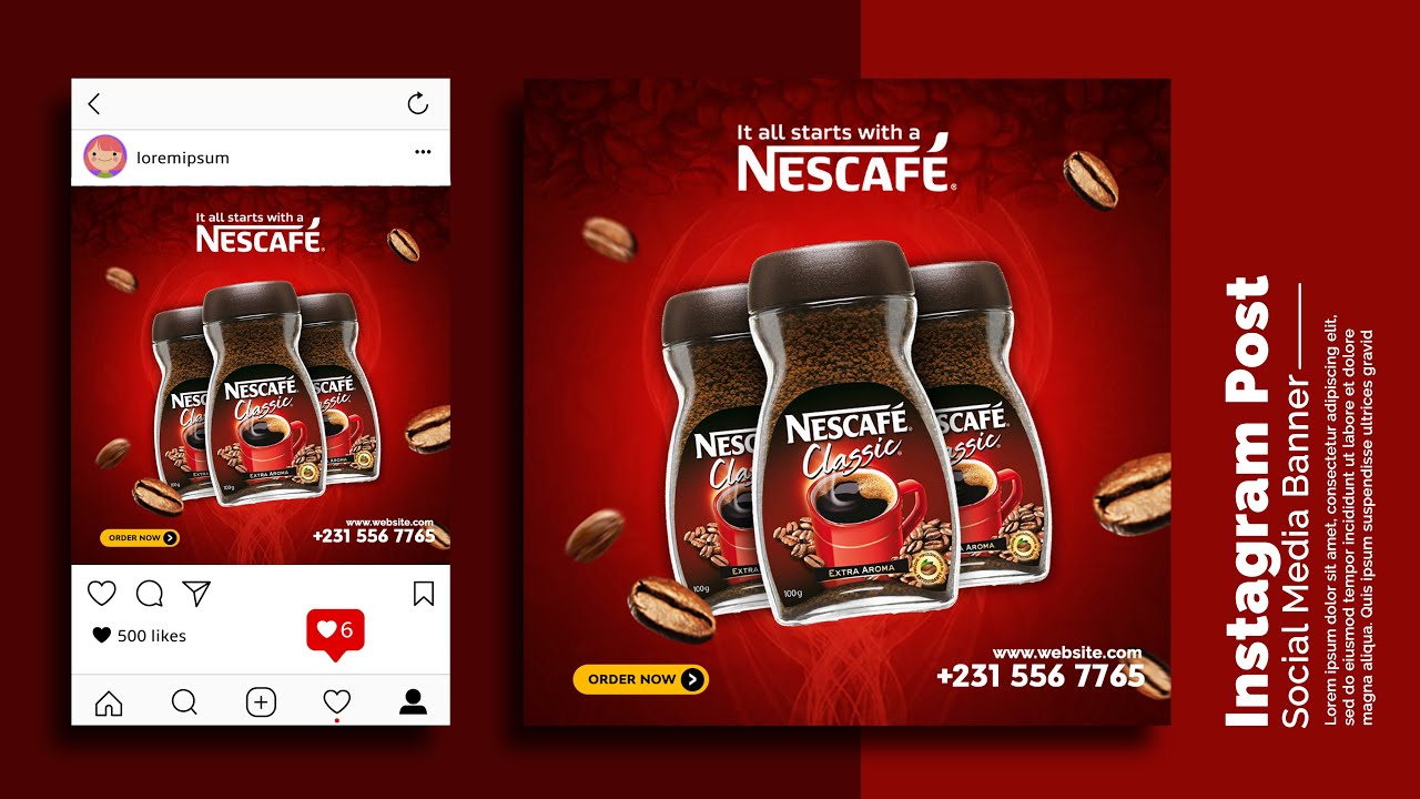 Instagram Post Design | Nescafe | Photoshop Tutorials - YouTube