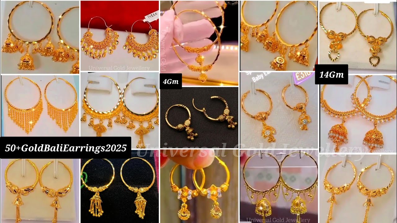 #Viral #Beautiful Gold Baliyan Designs 😍 ️ #2025 with weight| Gold Hoop ...