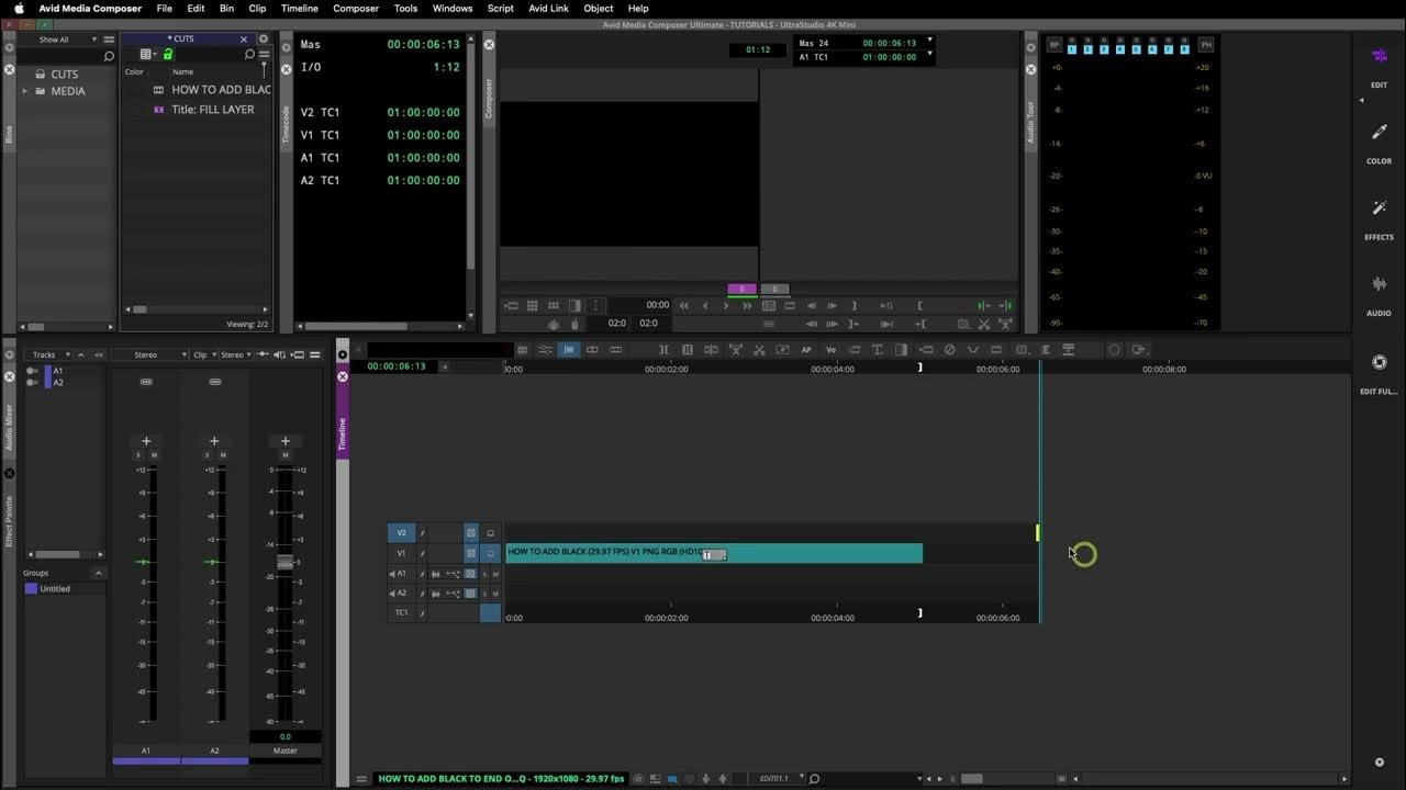 AVID MEDIA COMPOSER TUTORIALS HOW TO ADD BLACK TO THE END OF A SEQUENCE - YouTube