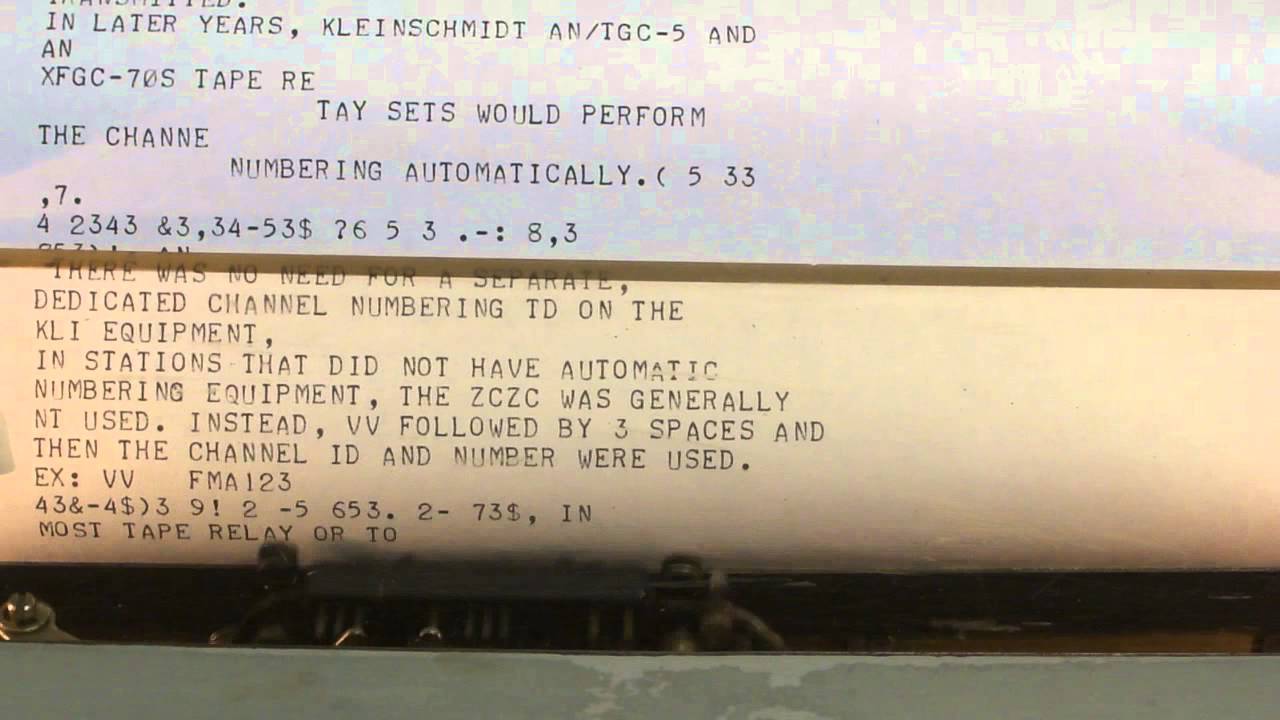 AN/UGC-20 (Teletype M28 KSR) 100wpm - "fleet broadcast" messages - YouTube