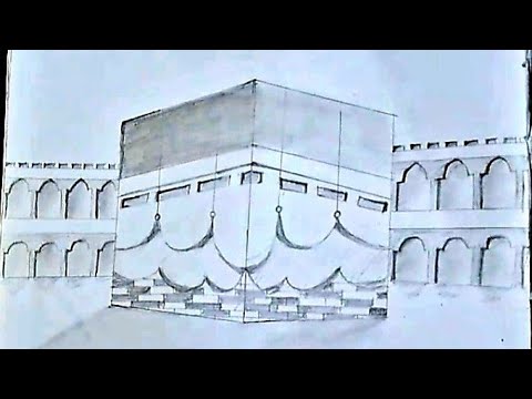 How to draw Kaaba Sharif step by step. Pencil sketch of kaaba. #kaaba # ...