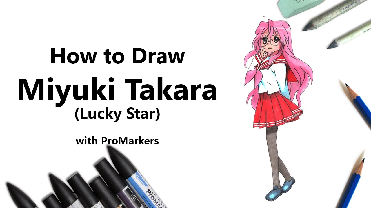 How to Draw and Color Miyuki Takara from Lucky Star with ProMarkers ...