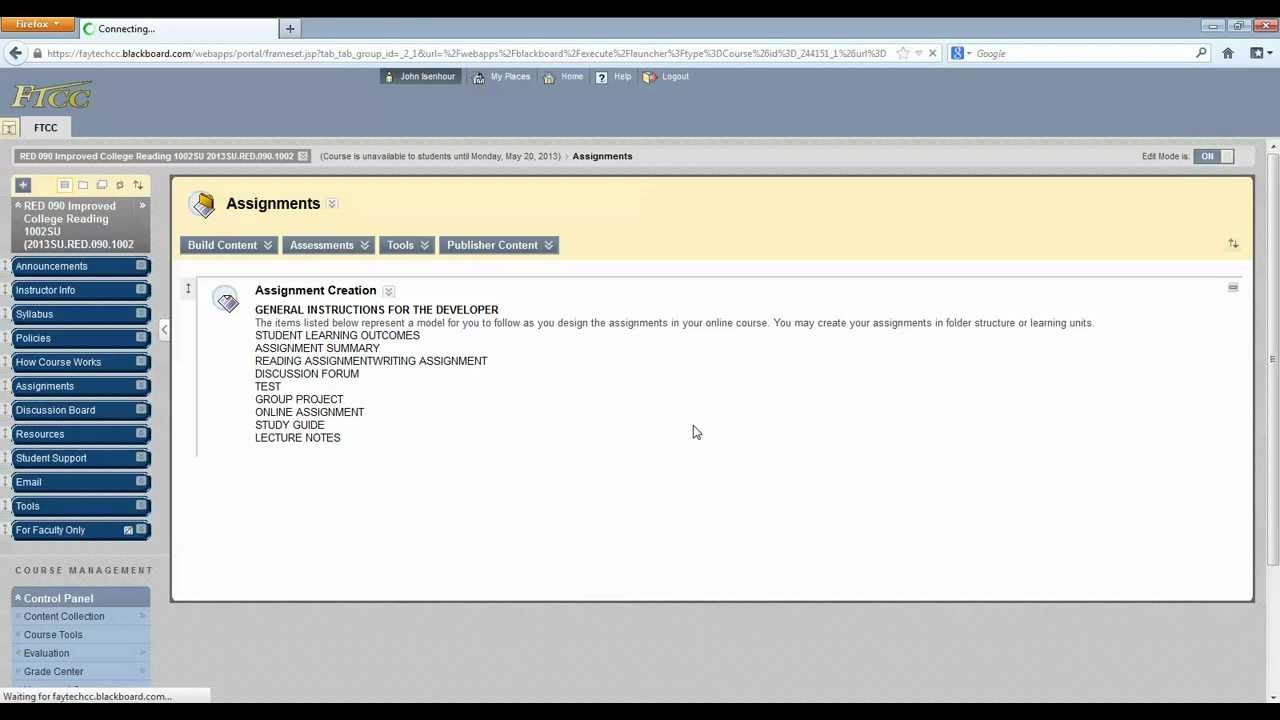 Uploading the FTCC Course Template - YouTube