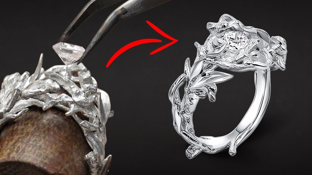 Custom Floral Style Silver Ring - Making Silver Ring ASMR - YouTube