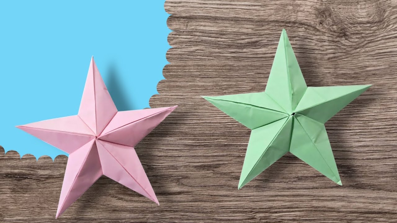 Quick and simple beautiful star 🌟 light pink and light green papercraft ...
