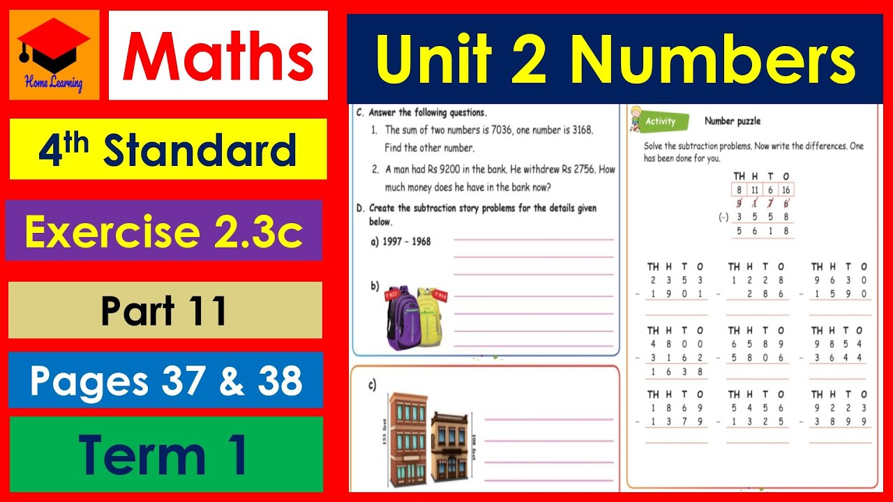 4th Standard- Maths- Unit 2- Numbers- Exercise 2.3c- Sums (C & D) Pages ...