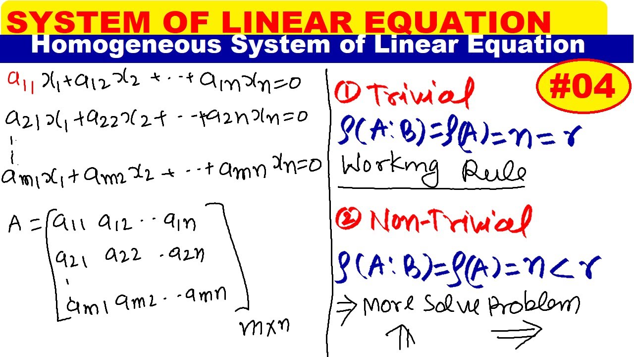  04 Homogeneous System Of Equation Consistency Of System Of Linear