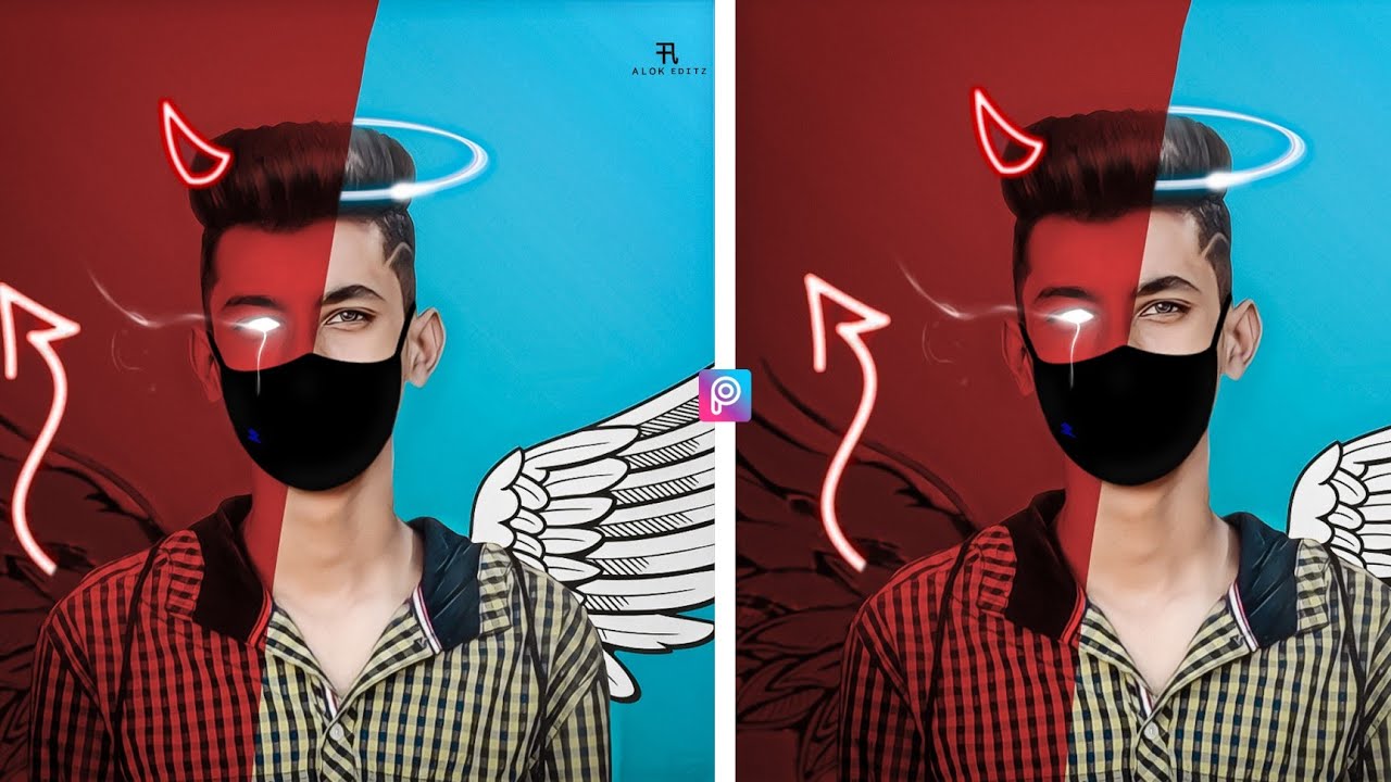PicsArt photo editing tutorial devil vs angel photo editing step by ...