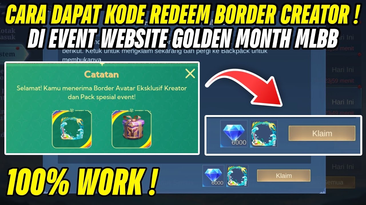 CARA DAPAT KODE REDEEM BORDER AVATAR KREATOR MLBB DAN DIAMOND GRATIS ...