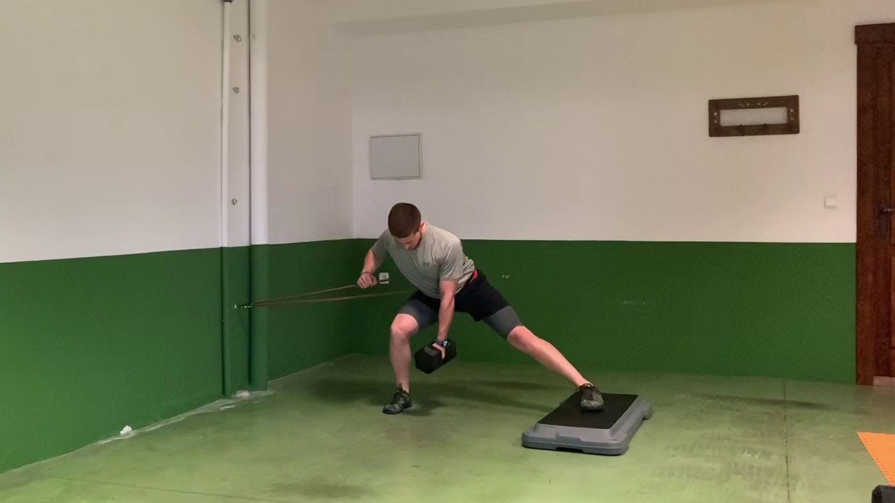 Hip band-resisted Contra-DB deficit lateral squat - YouTube