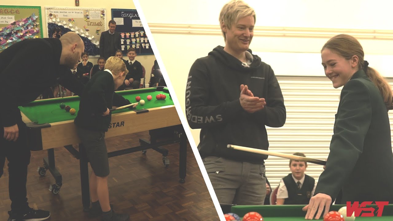 Pros Neil Robertson & Ryan Thomerson Coach Snooker At School! - YouTube