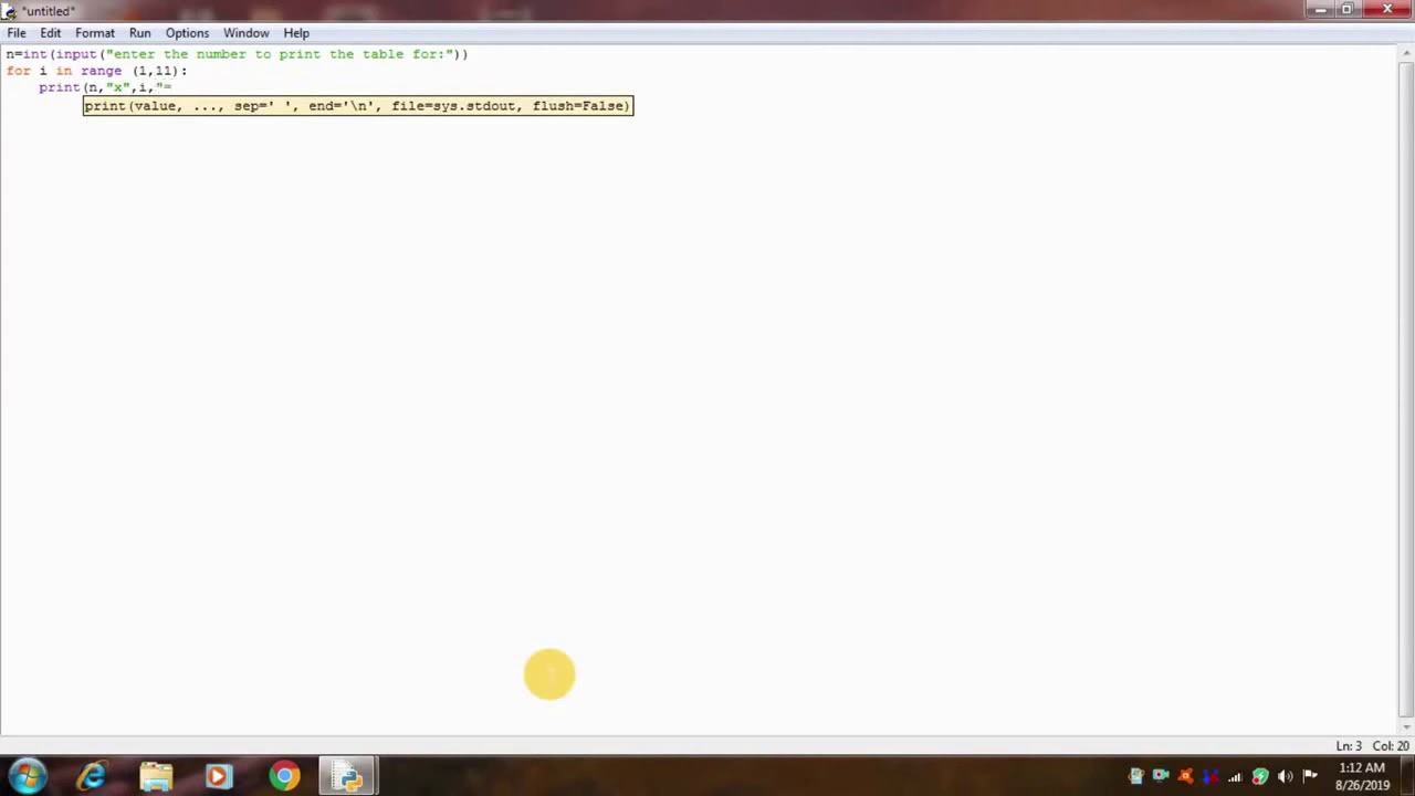 Python HOW TO PRINT TABLE OF GIVEN NUMBER IN PYTHON YouTube Python HOW TO PRINT TABLE OF GIVEN NUMBER IN PYTHON YouTube