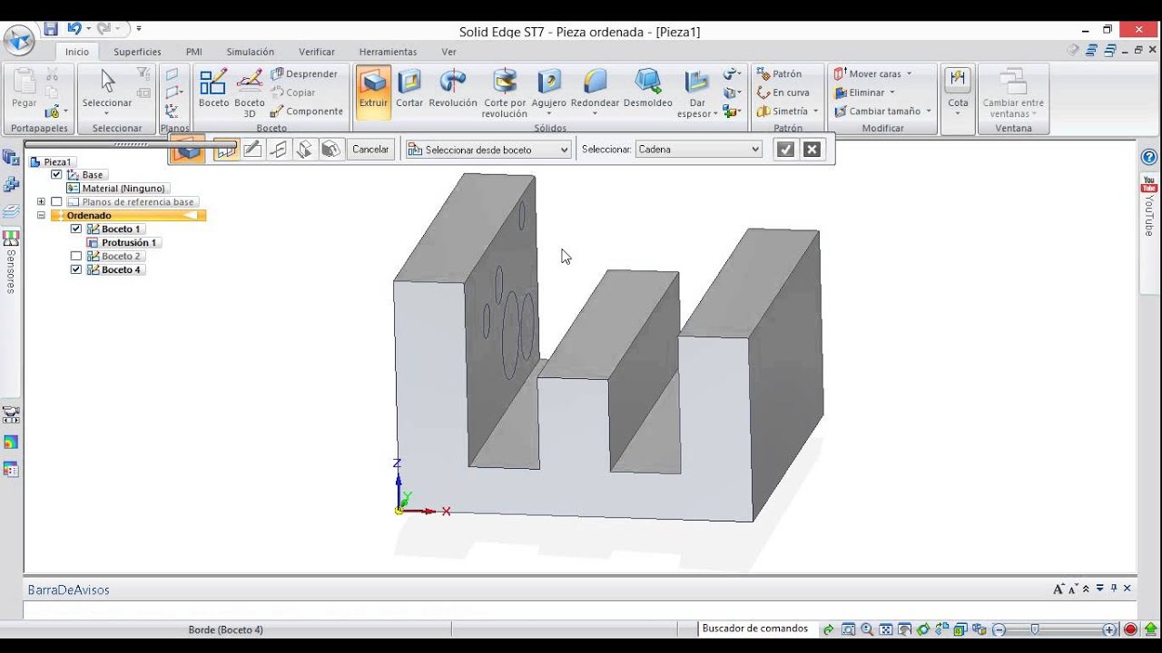 Solid Edge ST7 - Tutorial 3 Protusión - YouTube