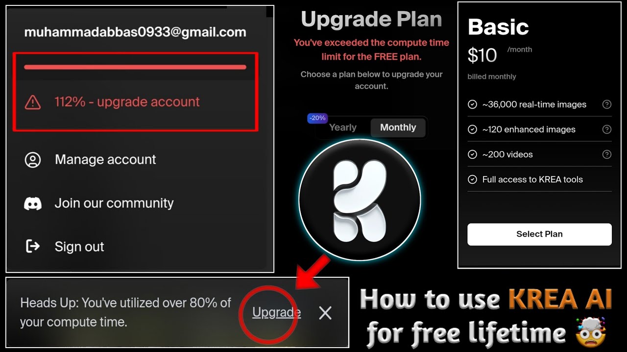 KREA AI Upgrade problem | how to use krea ai unlimited for free without ...