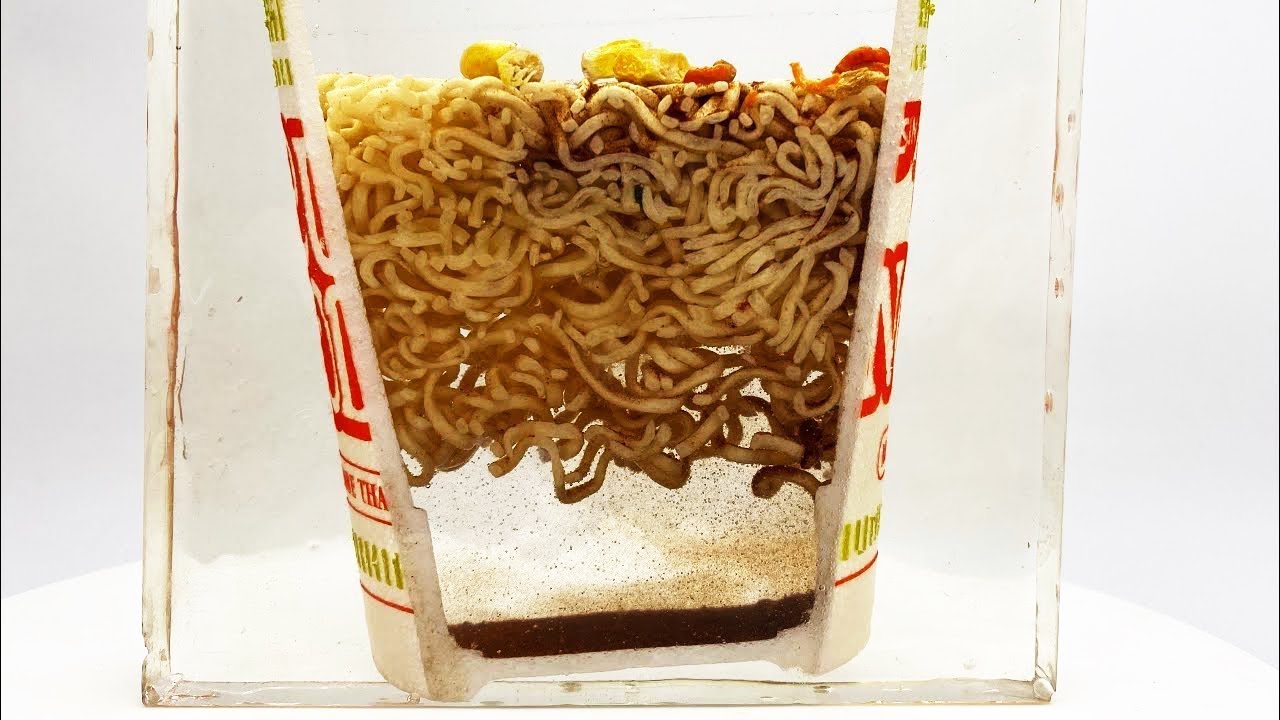 Perfect Slice Of Cup Of Noodles With Resin And Waterjet - YouTube