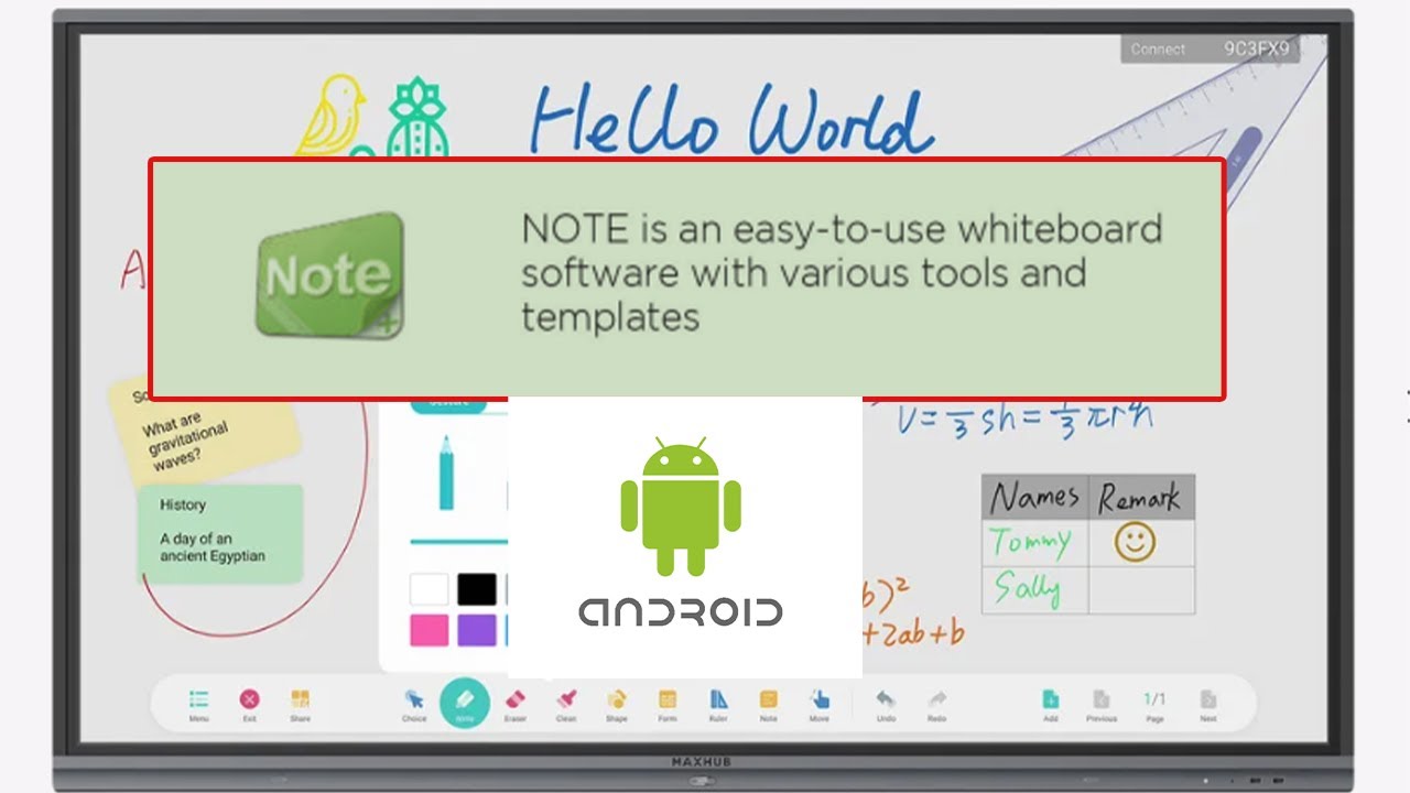 Toolbar Ruler, Shape, Sticky Notes, Preview, Undo & Redo, Page ...