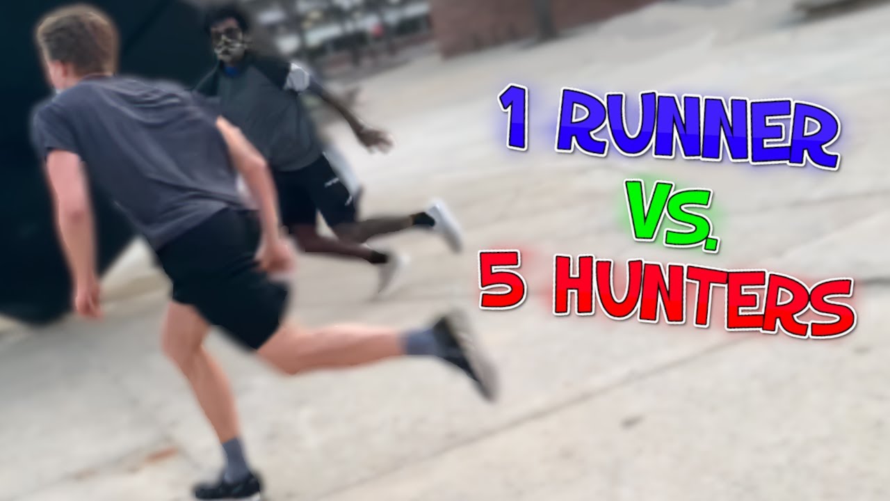 1 RUNNER vs. 5 HUNTERS [Real Life Manhunt #3] - YouTube