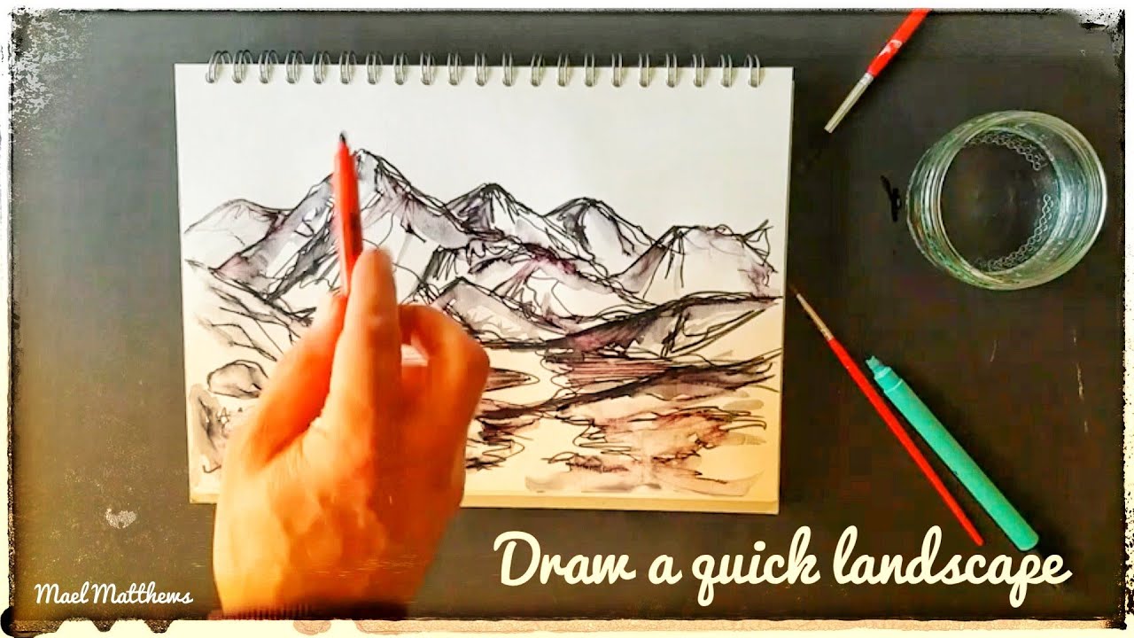 Art at home. How to do a quick landscape drawing #Art #Howtodraw - YouTube