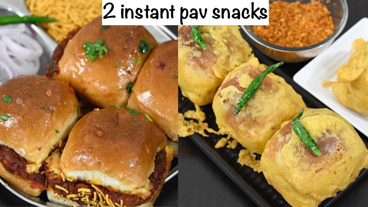 2 instant pav snacks | quick pav snack ideas | tea time snacks - YouTube