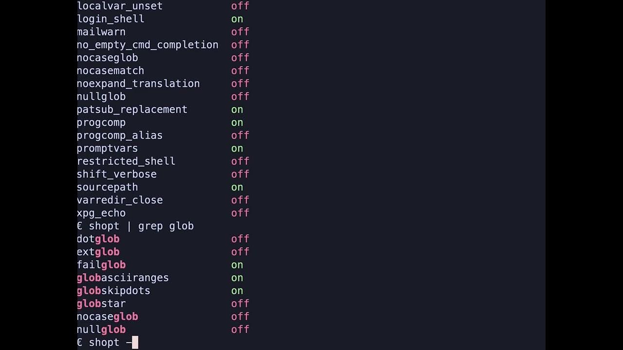 Enable double-glob (**) in Bash with "shopt -s globstar" - YouTube