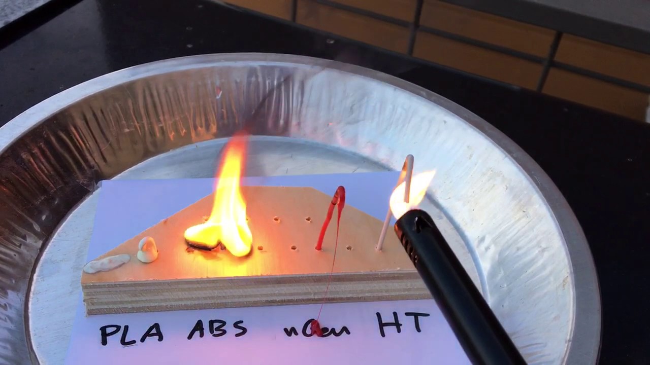3D printing filament burn test - YouTube