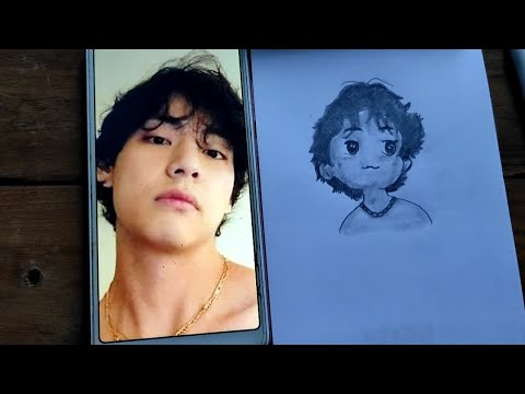 v chibi drawing using only pencil#bts #kimtaehyung #btsv - YouTube