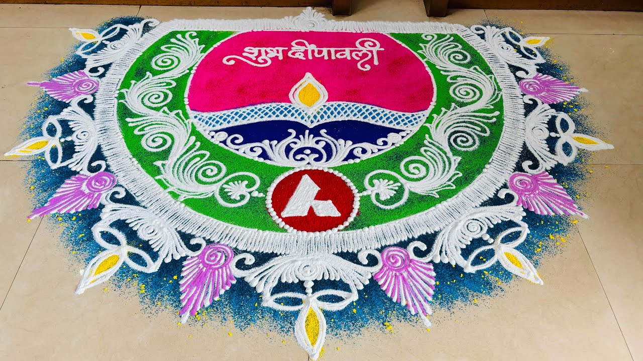 Diwali Special half Circle Rangoli Design🪔Creative Rangoli🌺Big rangoli💫 ...