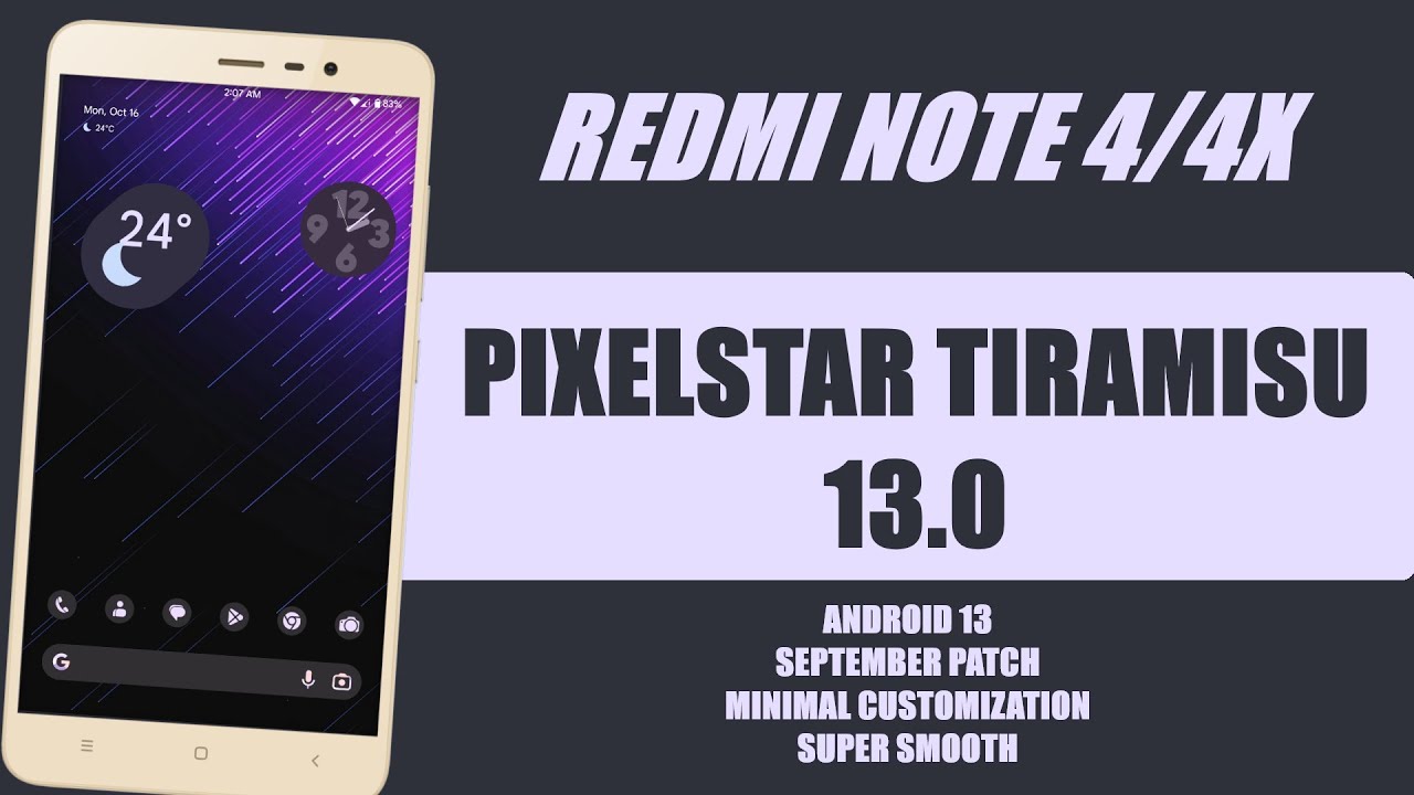 PixelStar Tiramishu 13.0 For Redmi Note 4/4X | September Patch | Smoothest Pixel Rom ...