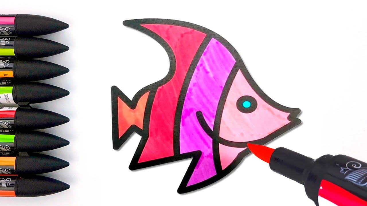 How to Drawing Fish Coloring Pages for Kids - Coloring Sea Fishes for ...
