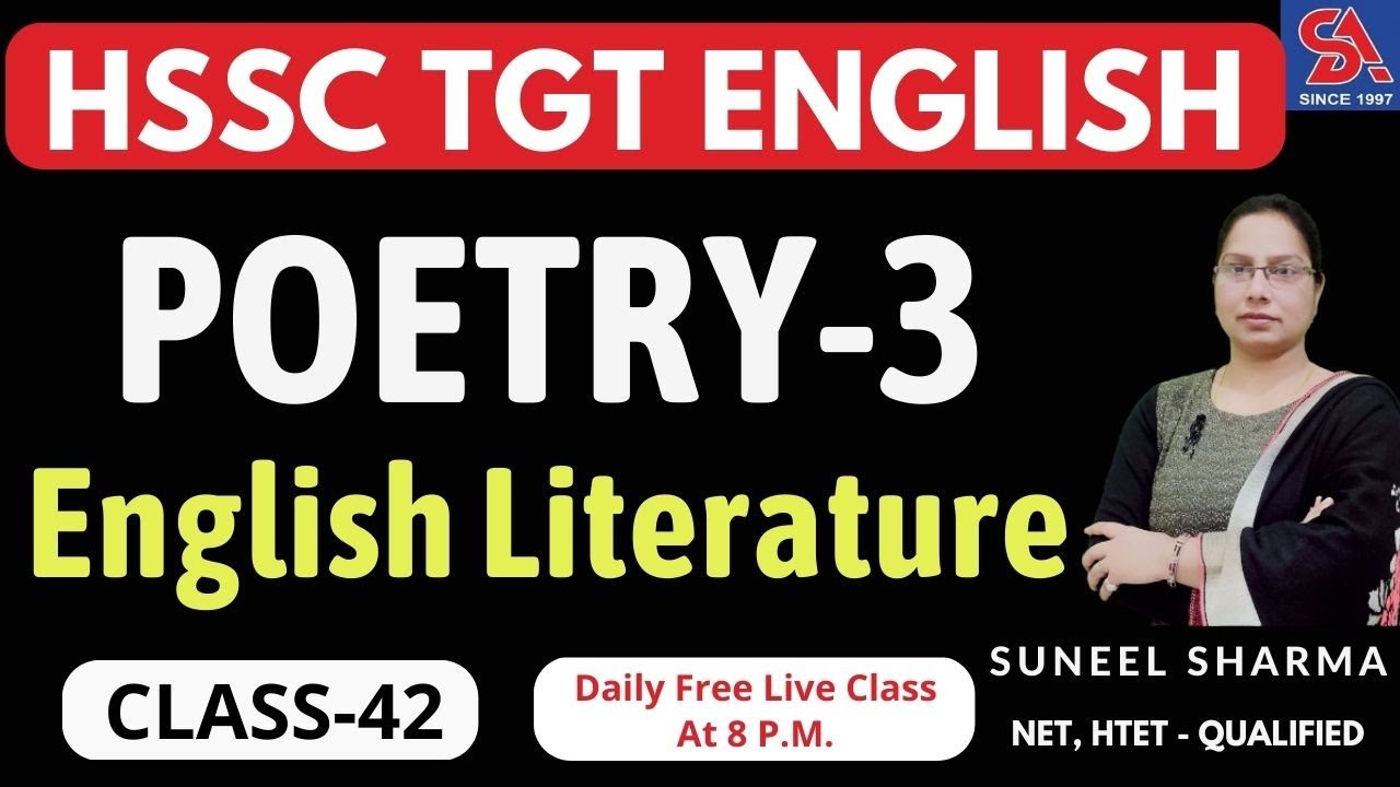English Literature I POETRY-Part -3 | HSSC TGT English-2023 I TGT ...