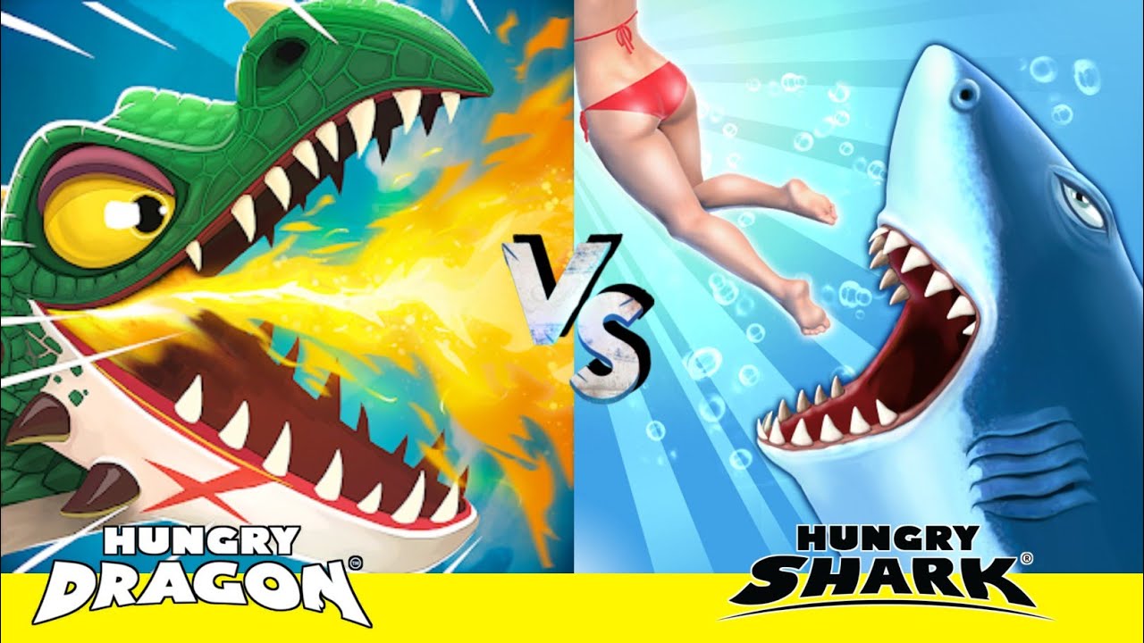 Hungry Shark Evolution vs Hungry Dragon - All Sharks & Dragons unlocked Hack Gems Coins Update ...