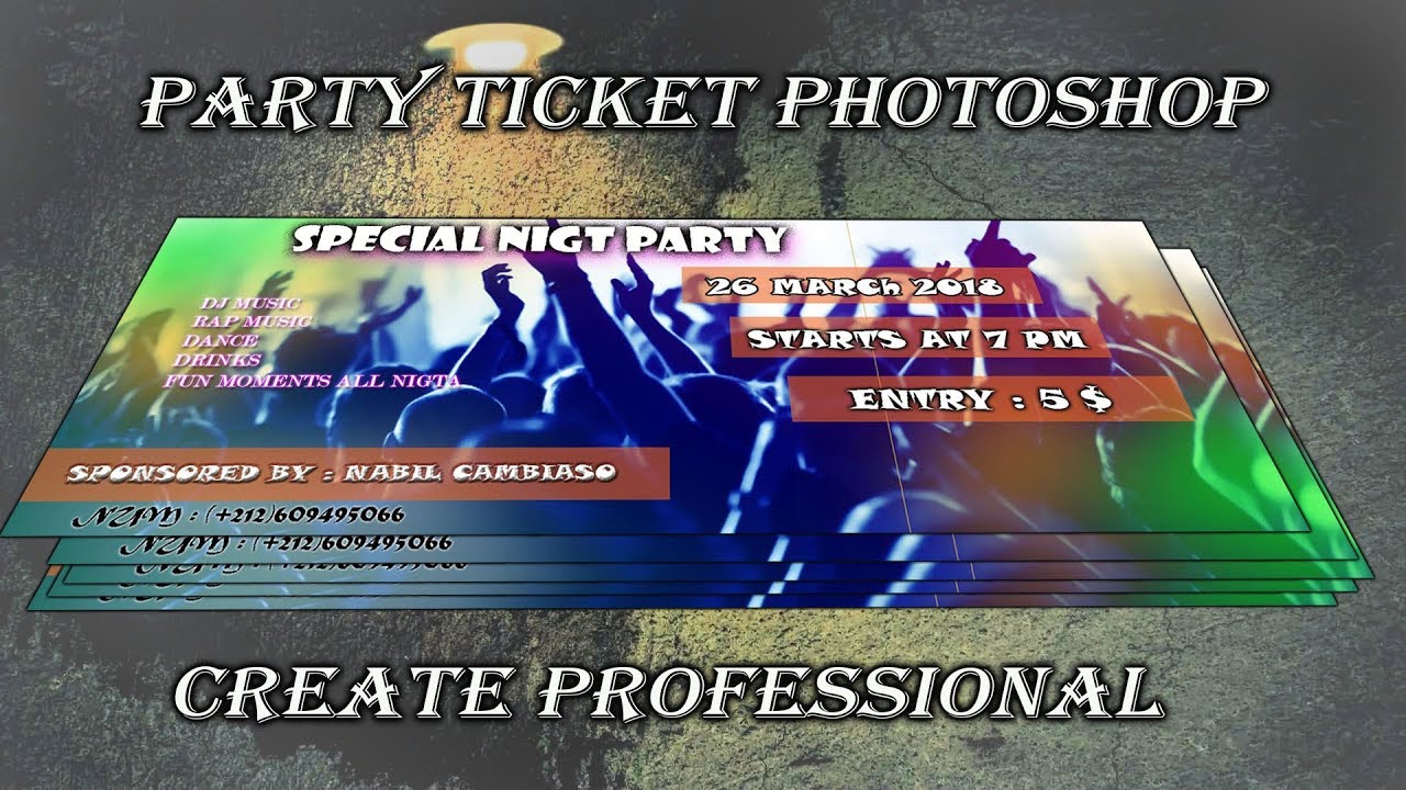 HOW TO CREATE A PROFESSIONAL PARTY TICKET WITH PHOTOSHOP - YouTube
