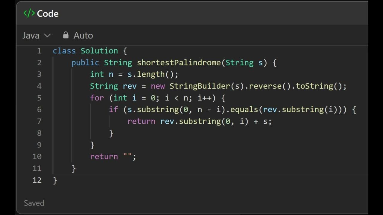 214 Shortest Palindrome - YouTube
