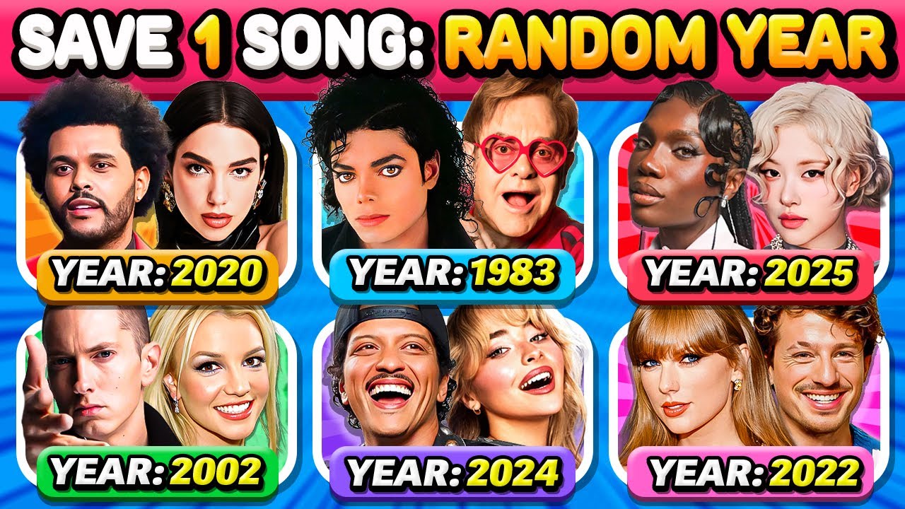Save One Song: RANDOM YEAR (6 Songs Challenge) | Music Quiz - YouTube