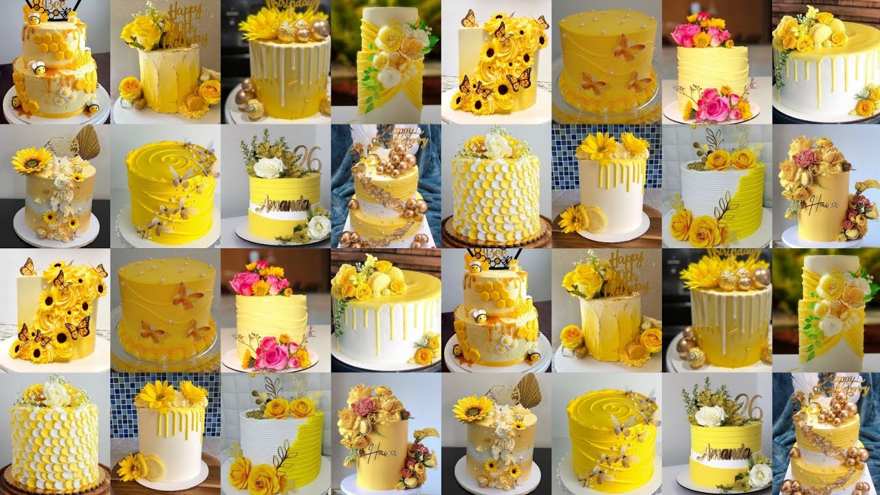 💛Yellow Colour Cake Design/Yellow Cake Images/Cake Decorating Ideas ...