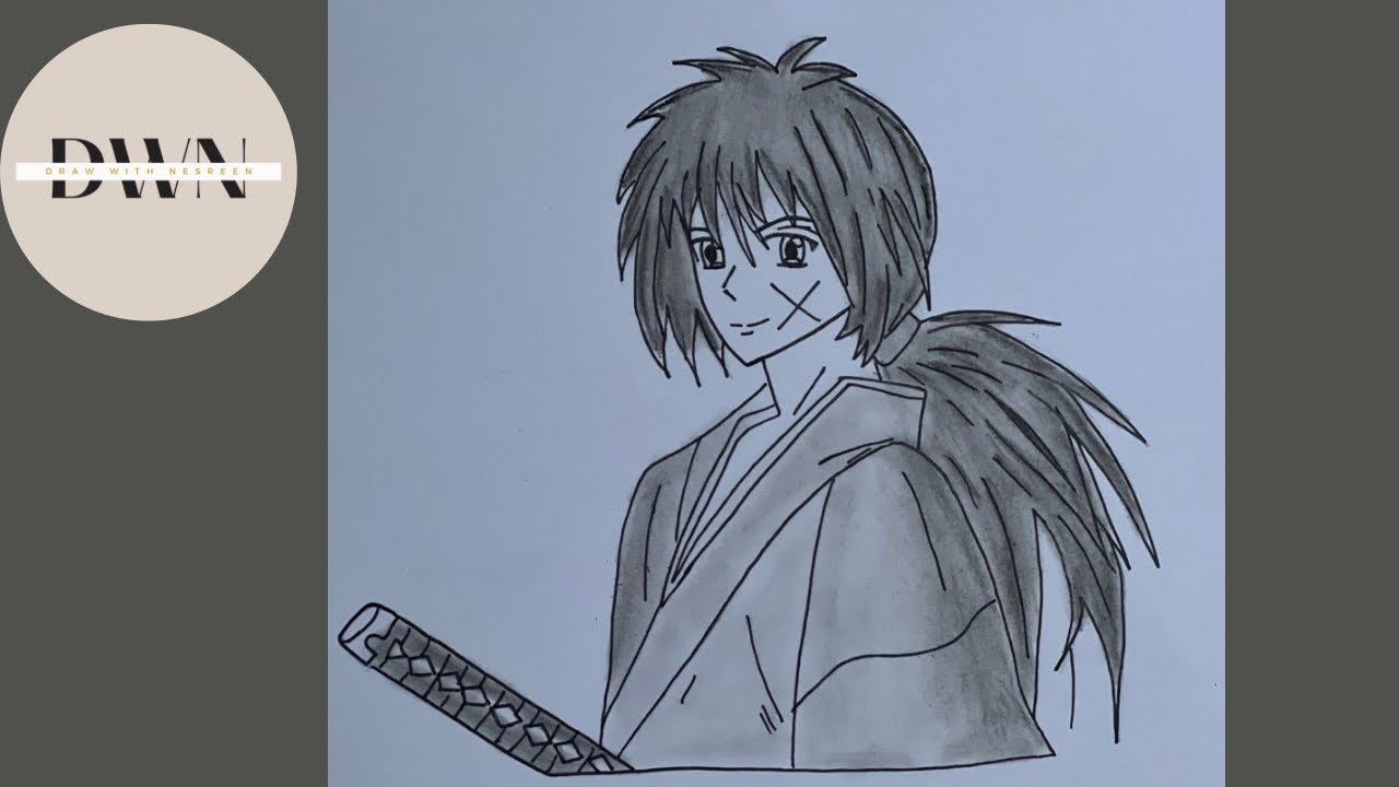 How to draw kenshin himura from rurouni kenshin | how to draw anime boy ...