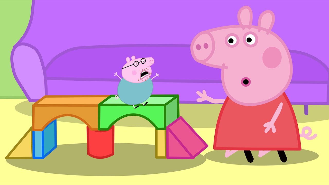 Peppa Pig uses a magic wand to help Daddy Pig who is stuck on the ...