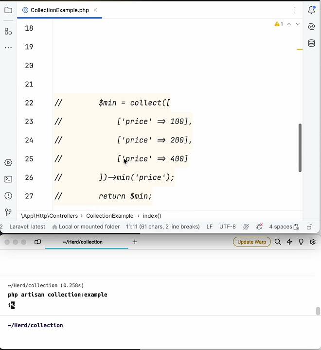 Discover Min Method In Laravel Collections Shorts Coding Programming Laravel Php