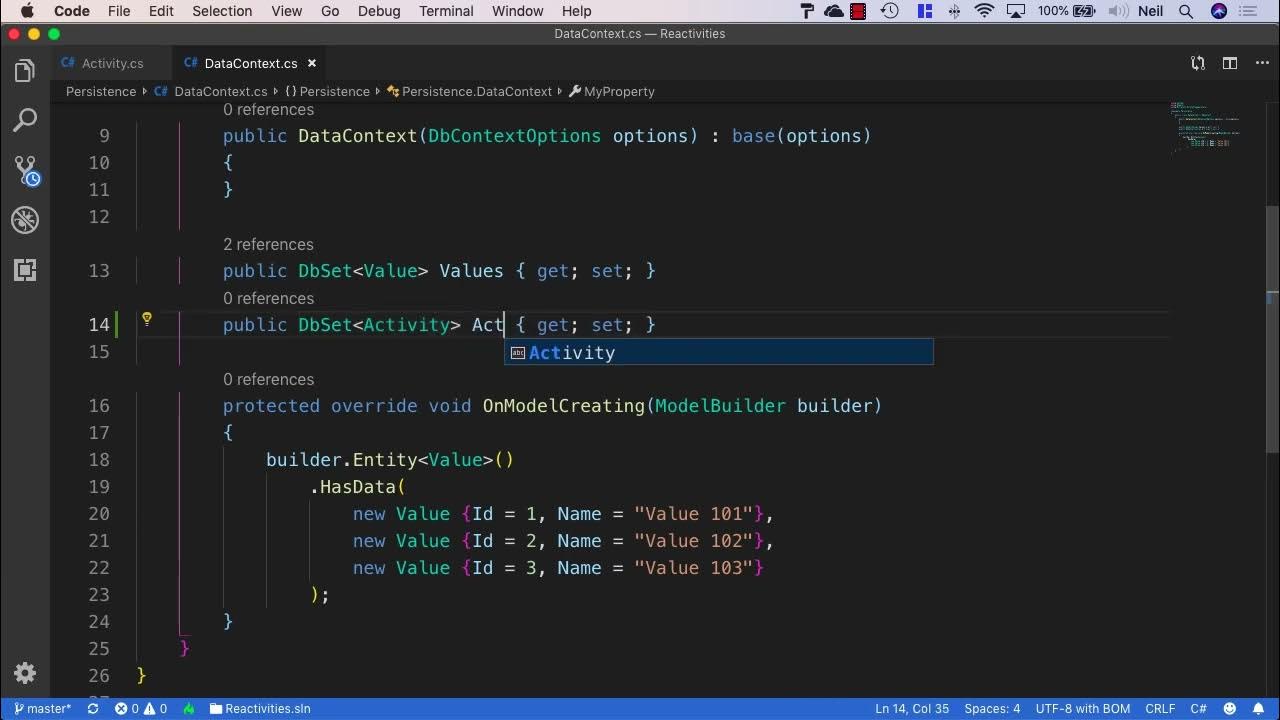 Building a CRUD application in Net Core using the CQRS Adding the Activity entity - YouTube